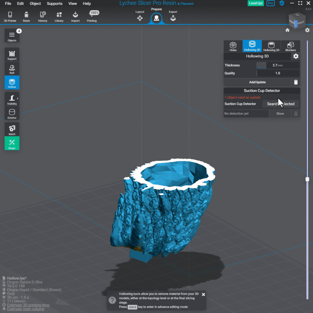 Hollowing 3D – Lychee Documentation