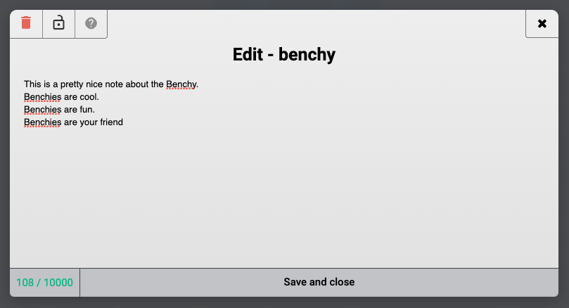 Object Notes – Lychee Documentation