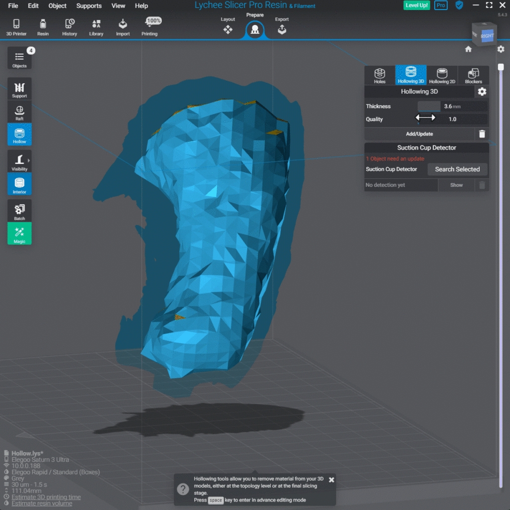 Hollowing 3D – Lychee Documentation